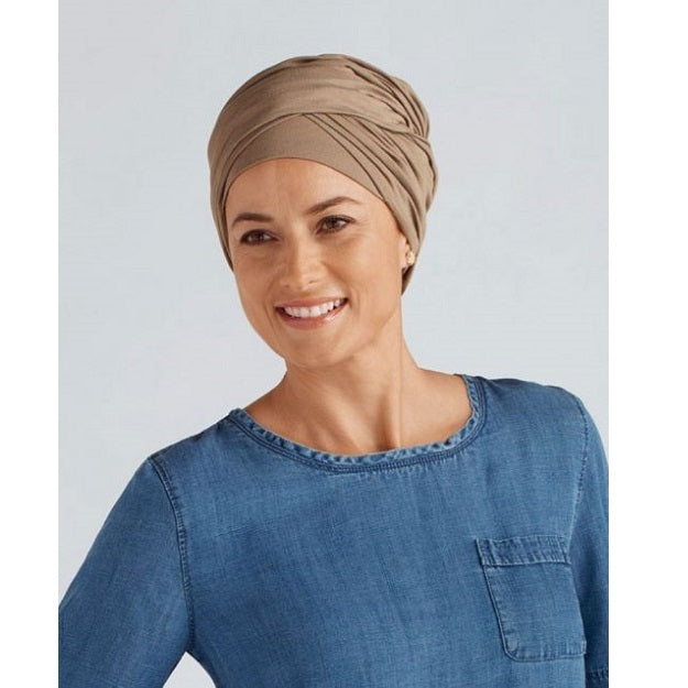 Amoena Daylily Knit Turban Cap - Dark Sand: Comfort & Style