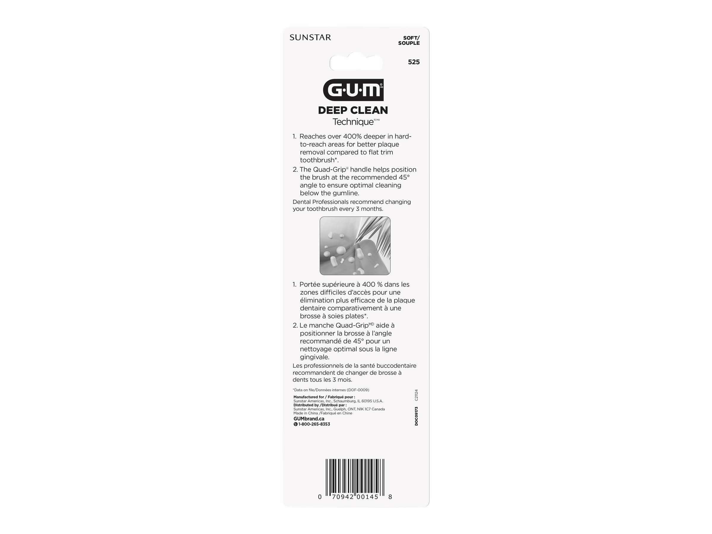 GUM Technique Deep Clean Toothbrush Compact Soft 3 Pieces + Cap