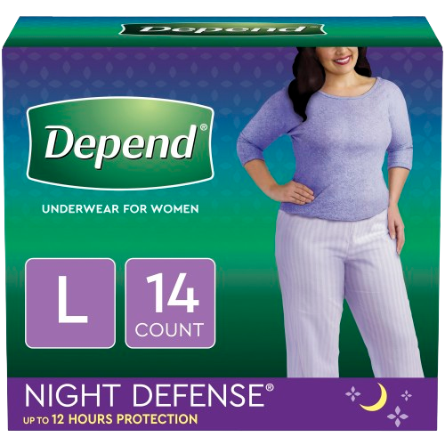 Depend Night Defense Underwear Female Large 14 Ct