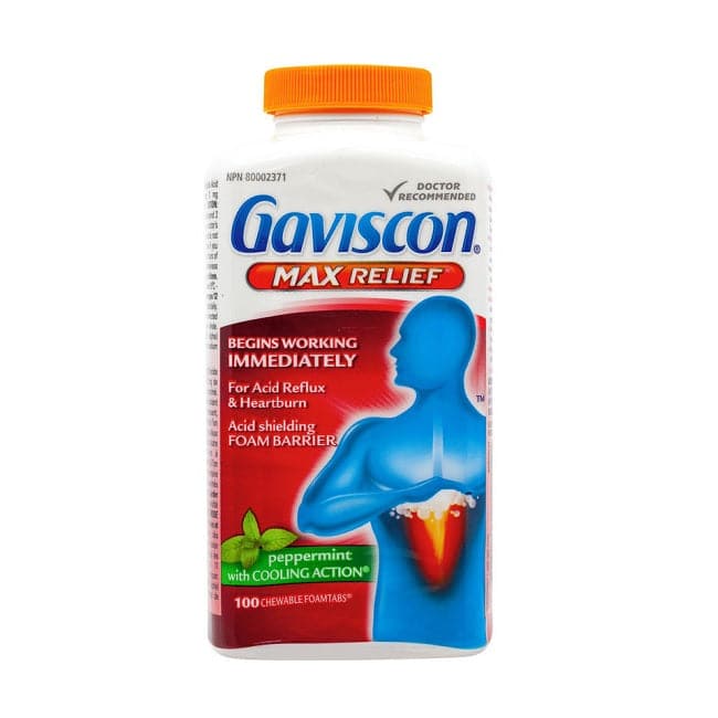 Gaviscon Max Relief Chewable (100ct): Fast Heartburn Relief