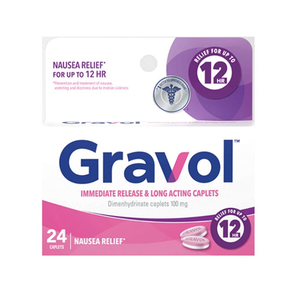 Gravol Caplets 100mg - Immediate Nausea Relief