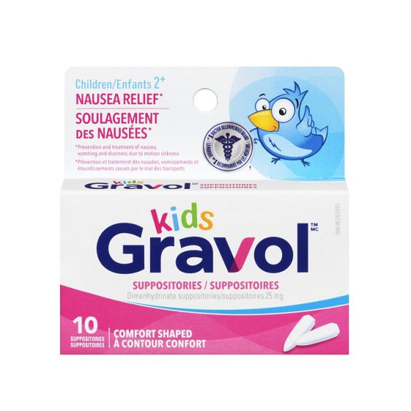 Gravol Kids 25mg: Quick Nausea Relief Suppositories