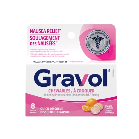 Gravol Quick Dissolve 50mg Orange - Nausea Relief Chewables