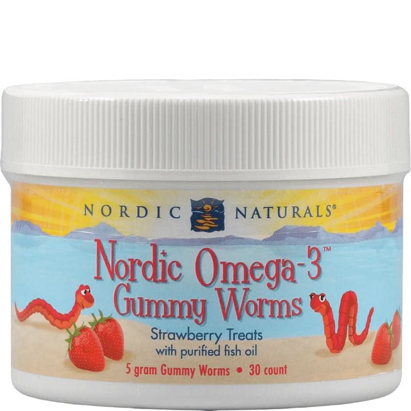 Nordic Naturals Omega-3 Gummy Worms Strawberry Treats with Purified Fi