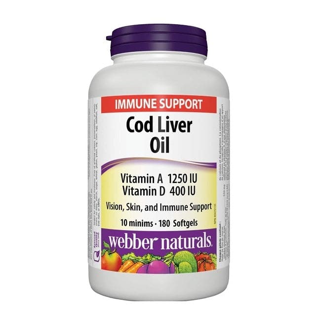 Webber Naturals: Cod Liver Oil (Vit A, D, Omega-3, 180 Caps)