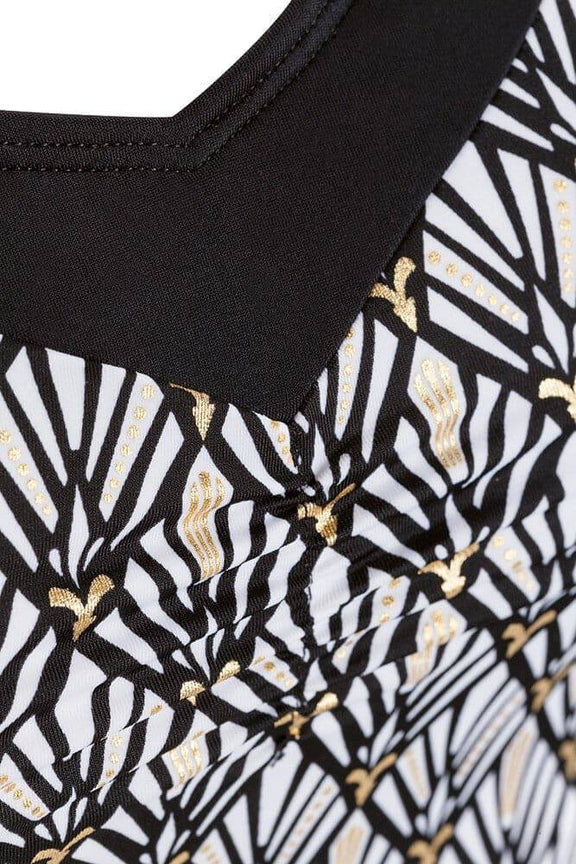 Amoena Be Elegant One Piece Swimsuit - Black/White Hugs/Gold