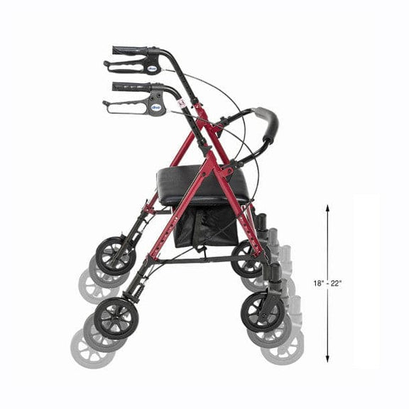 Drive Medical Adjustable Height Rollator | 6" Casters