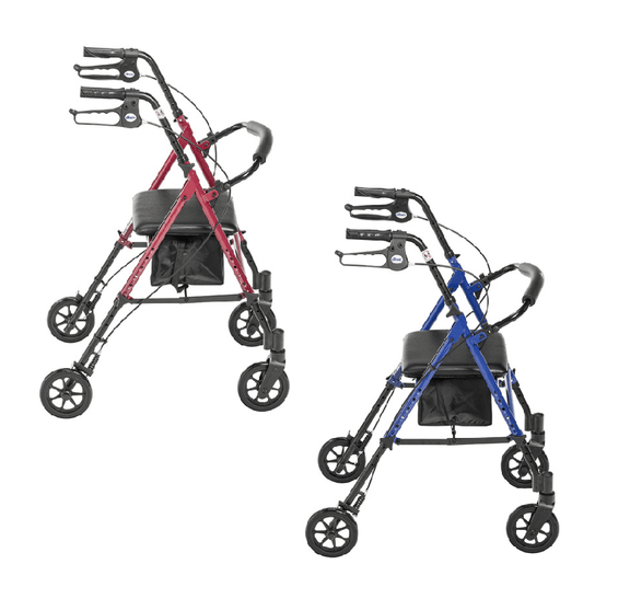 Drive Medical Adjustable Height Rollator | 6" Casters