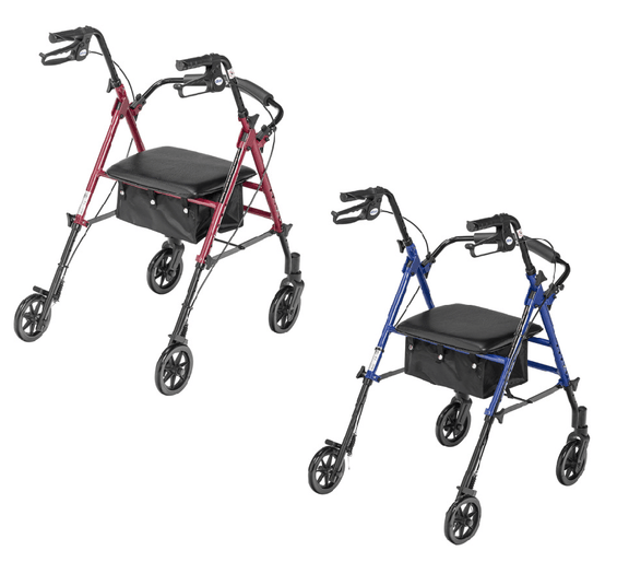 Drive Medical Adjustable Height Rollator | 6" Casters