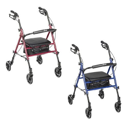 Drive Medical Adjustable Height Rollator | 6" Casters