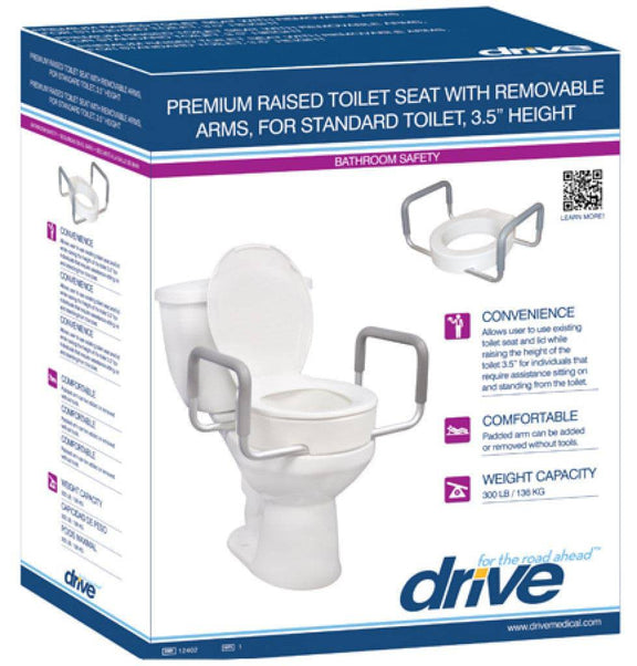 Drive Medical Premium Raised Toilet Seat - Removable Arms