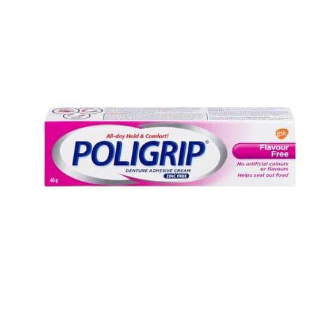 Poligrip Flavour Free Denture Adhesive Cream 40g