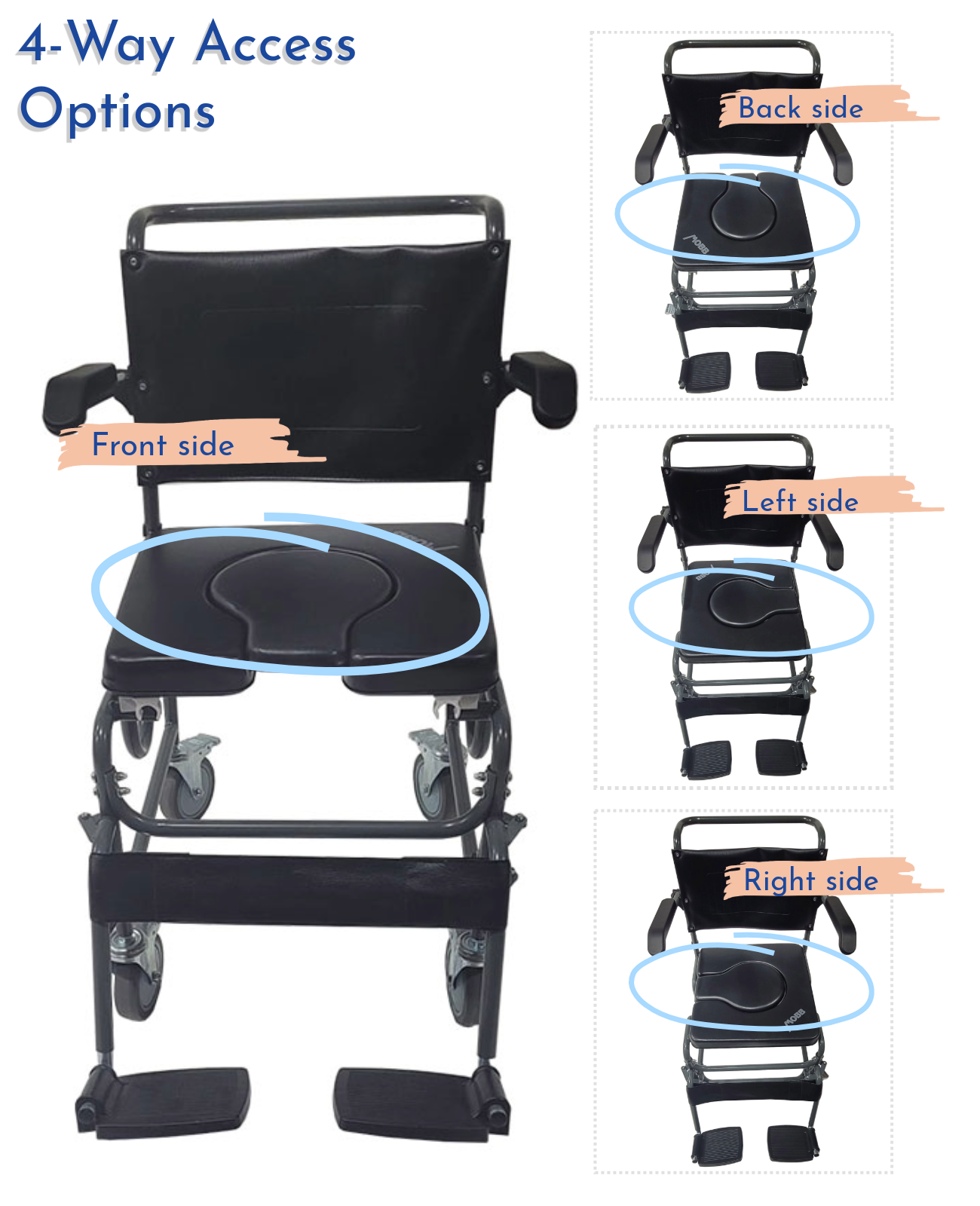 MOBB Mobile Steel Commode with Wheels